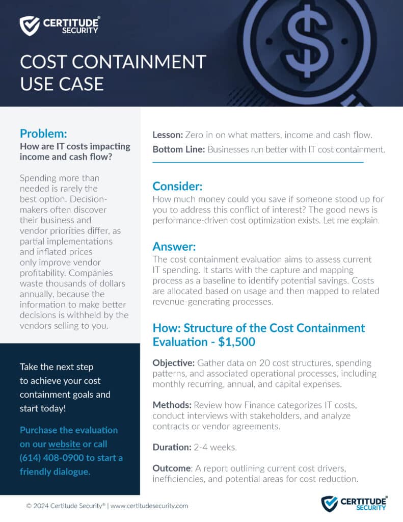 IT Cost Containment - Certitude Security